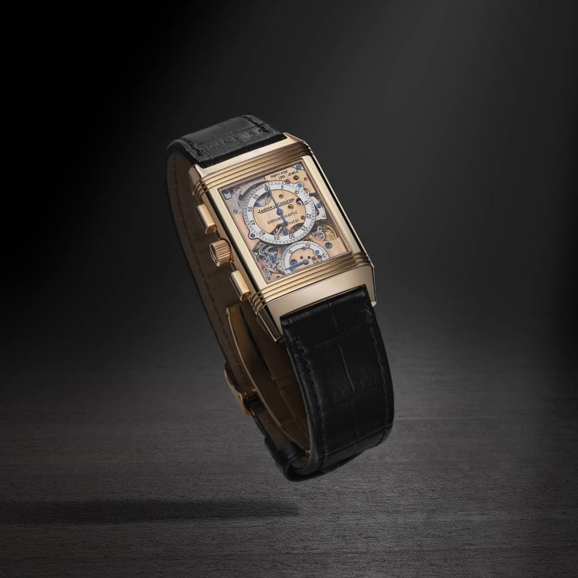 Reverso Tribute Chronograph翻转系列计时腕表手动上链男士腕表玫瑰金款Q389256J |积家