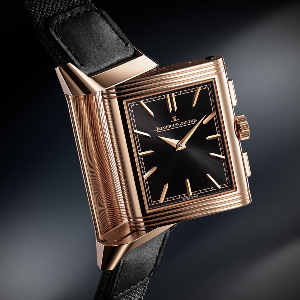 玫瑰金款男士Reverso Tribute Chronograph翻转系列手动上链计时腕表Q389257J|积家